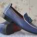 Bespoke Men Handmade Blue Colour Pure Leather Tussle Loafer Slip on ...