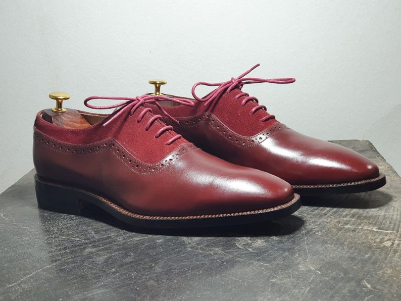 Bespoke Men Handmade Red Colour Pure Leather Lace up Oxford Shoes ...