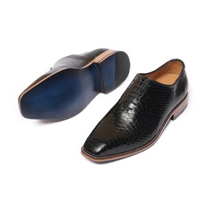 Bespoke Men Handmade Black Colour Pure Leather Lace up Python Texture ...