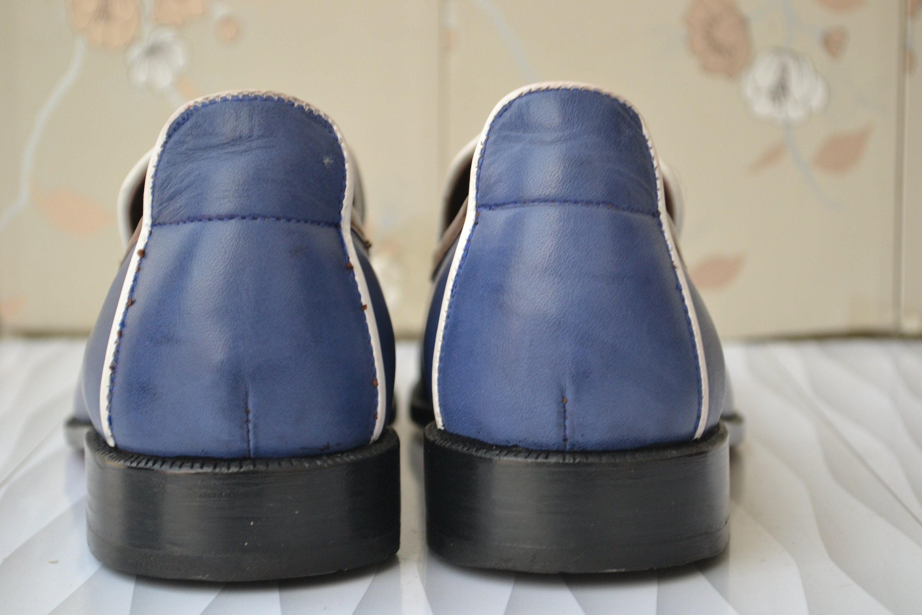Bespoke Men Handmade Blue Colour Pure Leather Tussle Loafer Slip on ...