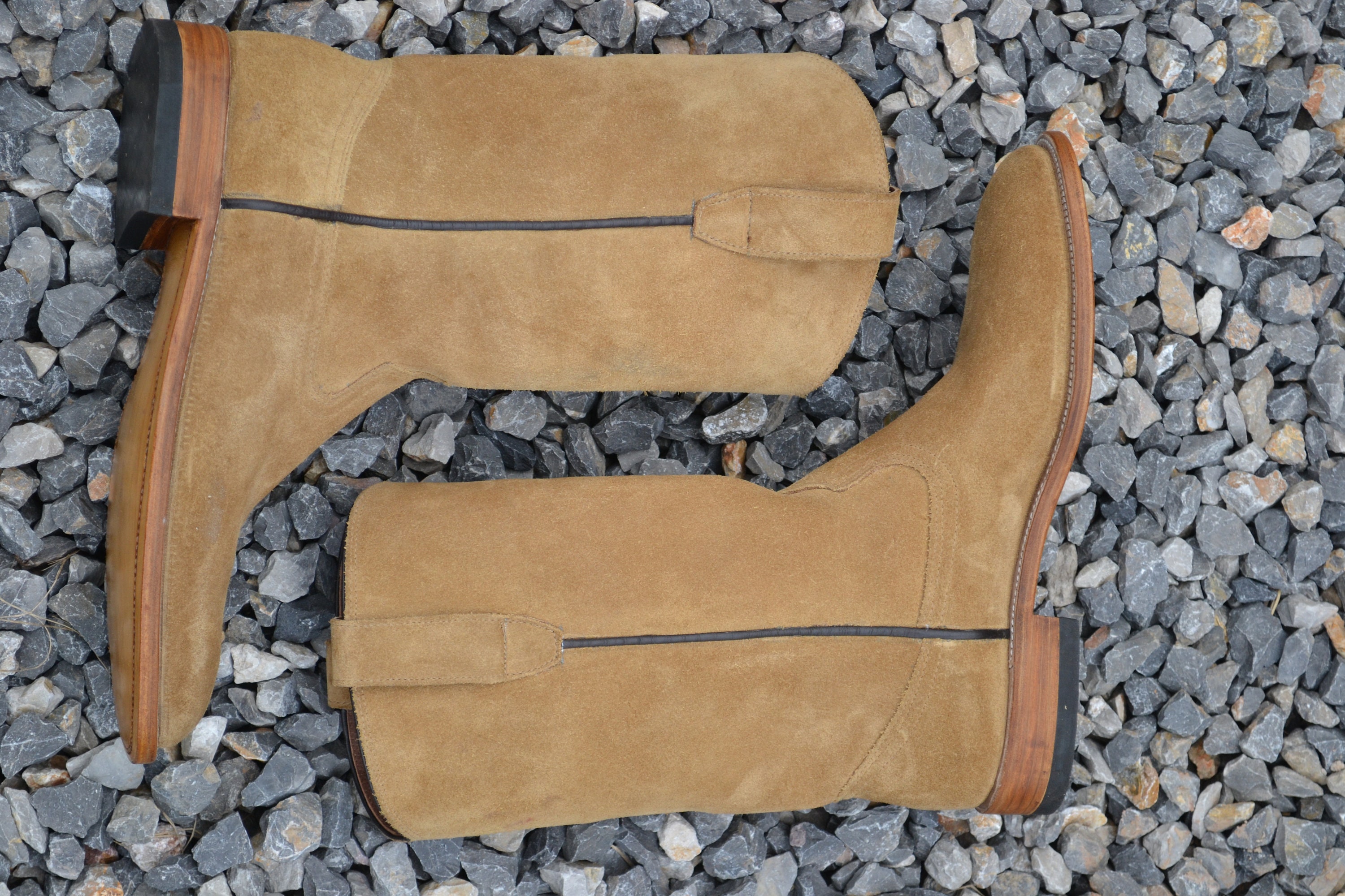 Handmade Bespoke Men Elegant Tan Colour Genuine Suede Leather Cowboy ...