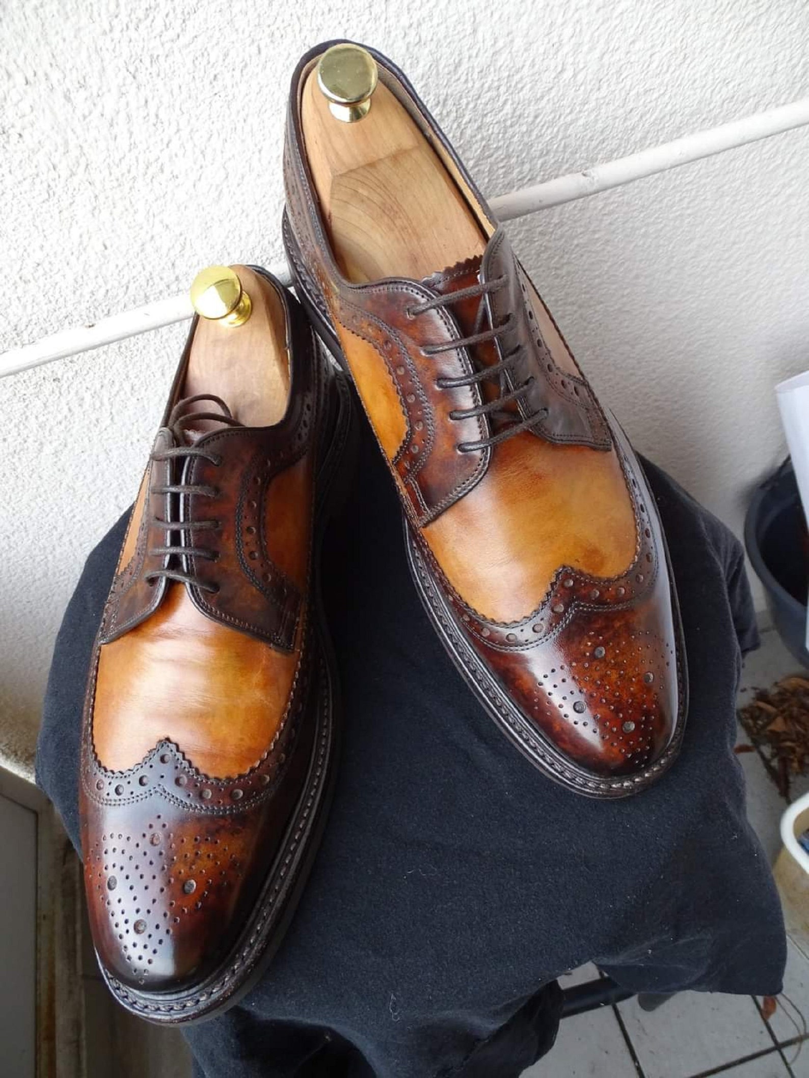 Bespoke Men Handmade Tan Brown Colour Pure Leather Men Wing Tip Shoes ...