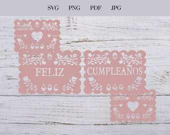 Feliz Cumpleanos Papel Picado Svg - Etsy