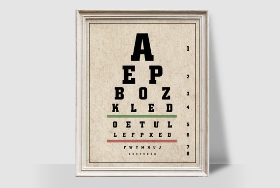 Vintage Eye Chart Print Printable Eye Chart Physician - Etsy