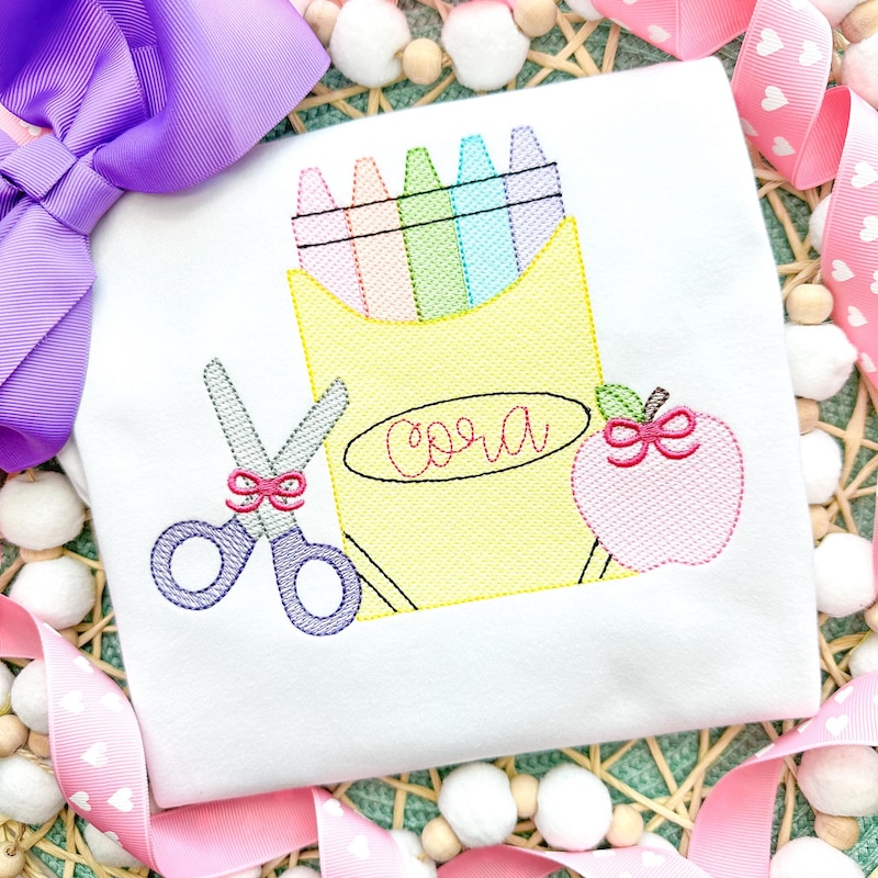 Back to School Embroidery Design - Etsy