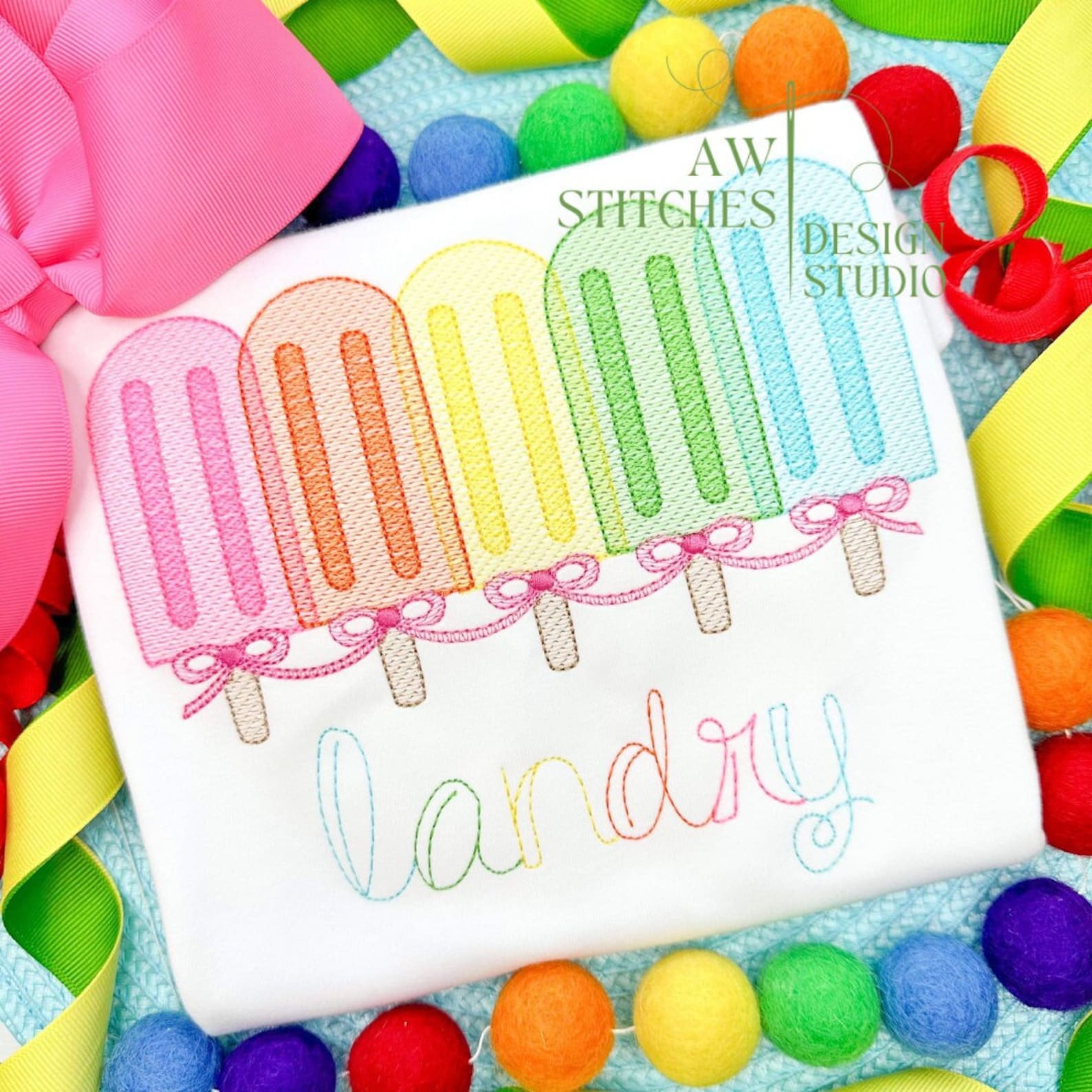 Popsicle Summer Popsicles Row of Popsicles Trio Popsicle With Bow ...