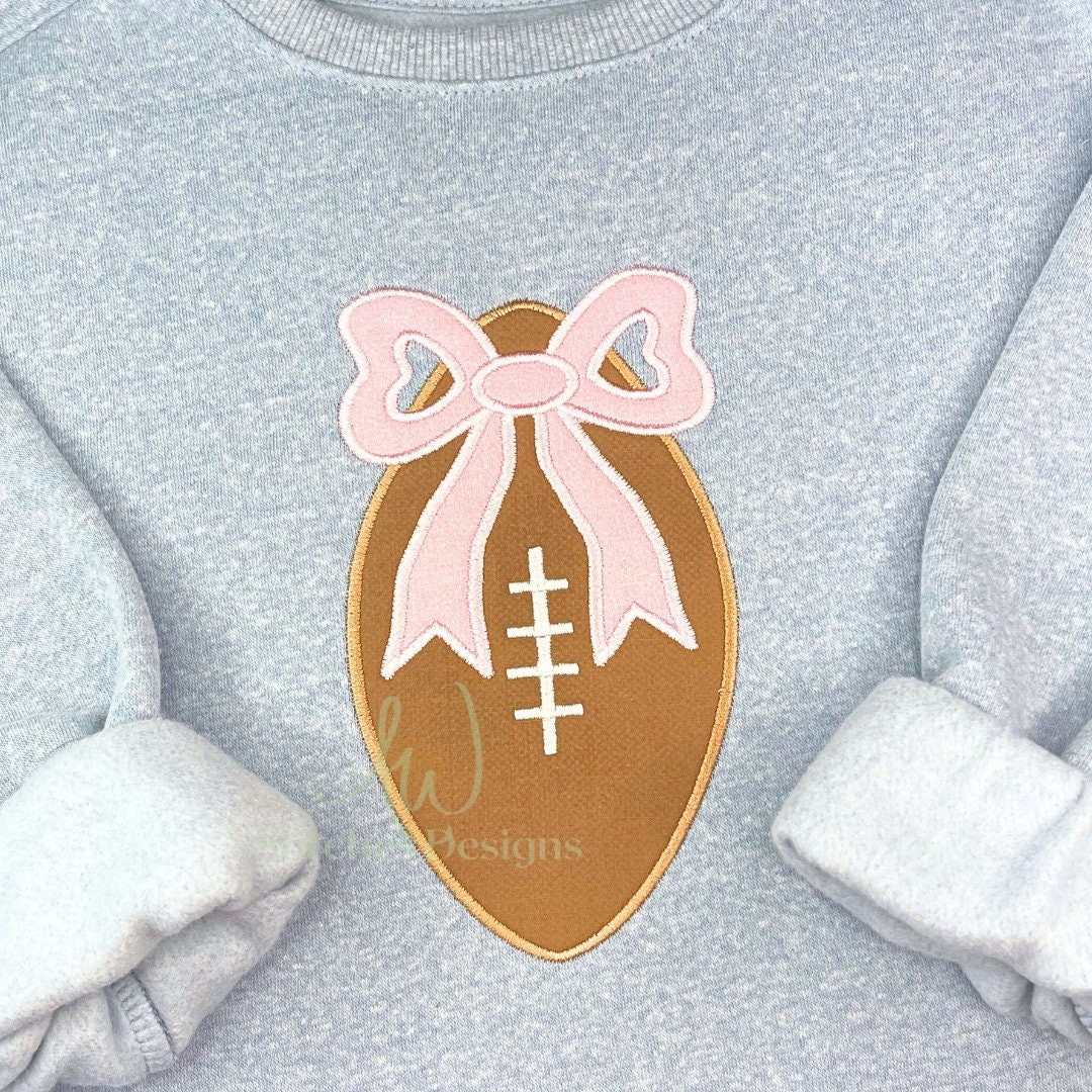 Football With Bow Satin Applique Machine Embroidery Design File - Etsy