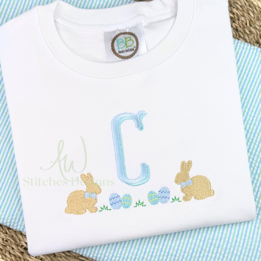 Easter Bunny Monogram Frame Satin Fill Stitch Machine Embroidery Design ...