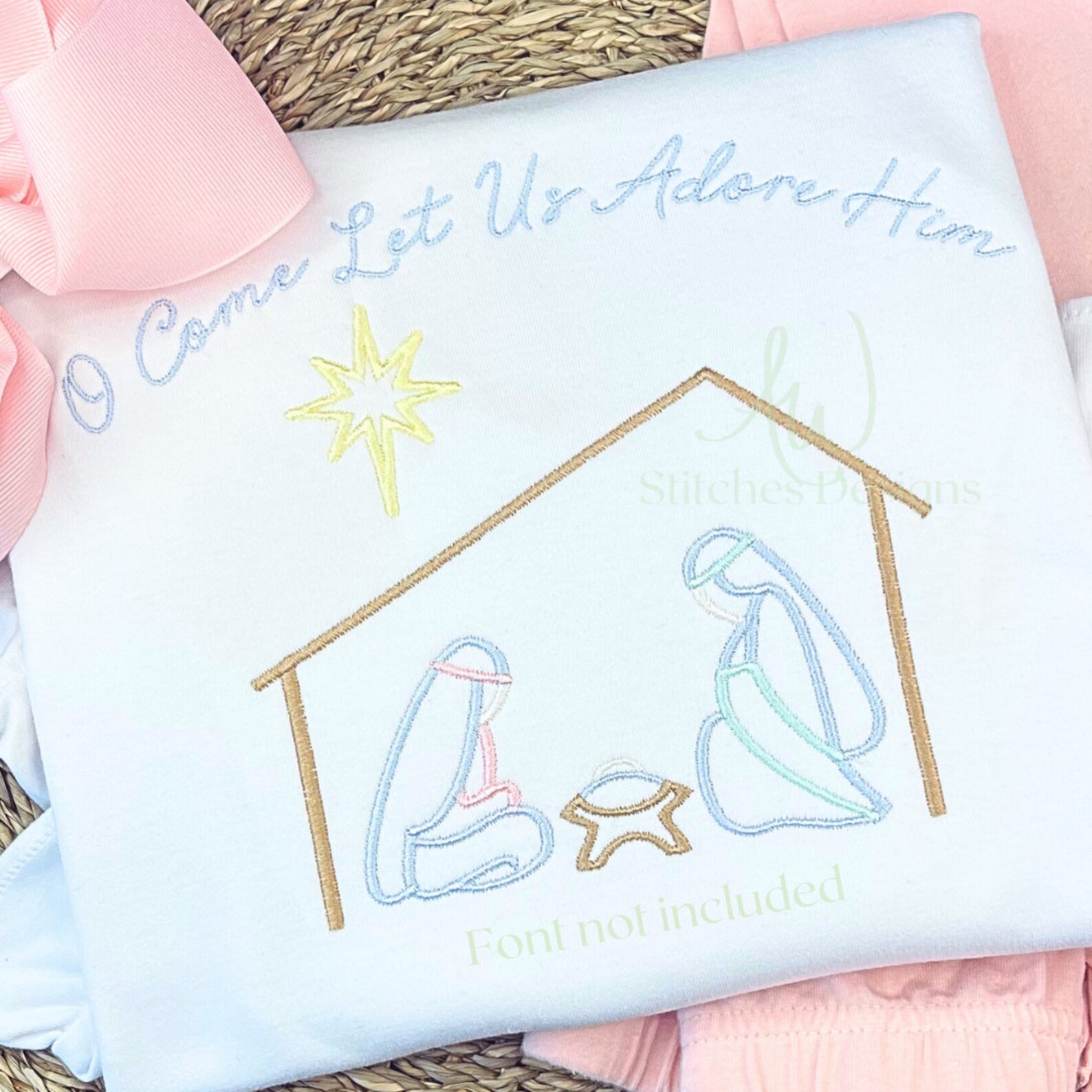 Nativity Christmas Manger Satin Stitch Machine Embroidery Design File ...