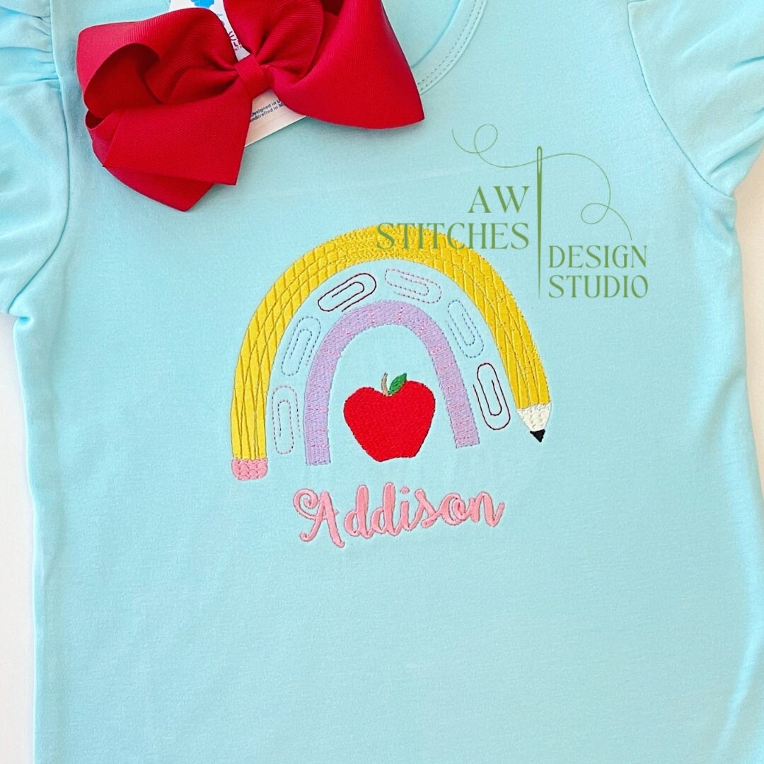 School Back to School First Day of School Apple School Supplies Ruler ...