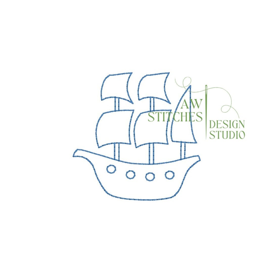 Pirate Ship MINI Bean Stitch Embroidery Design (digital Download) - Etsy