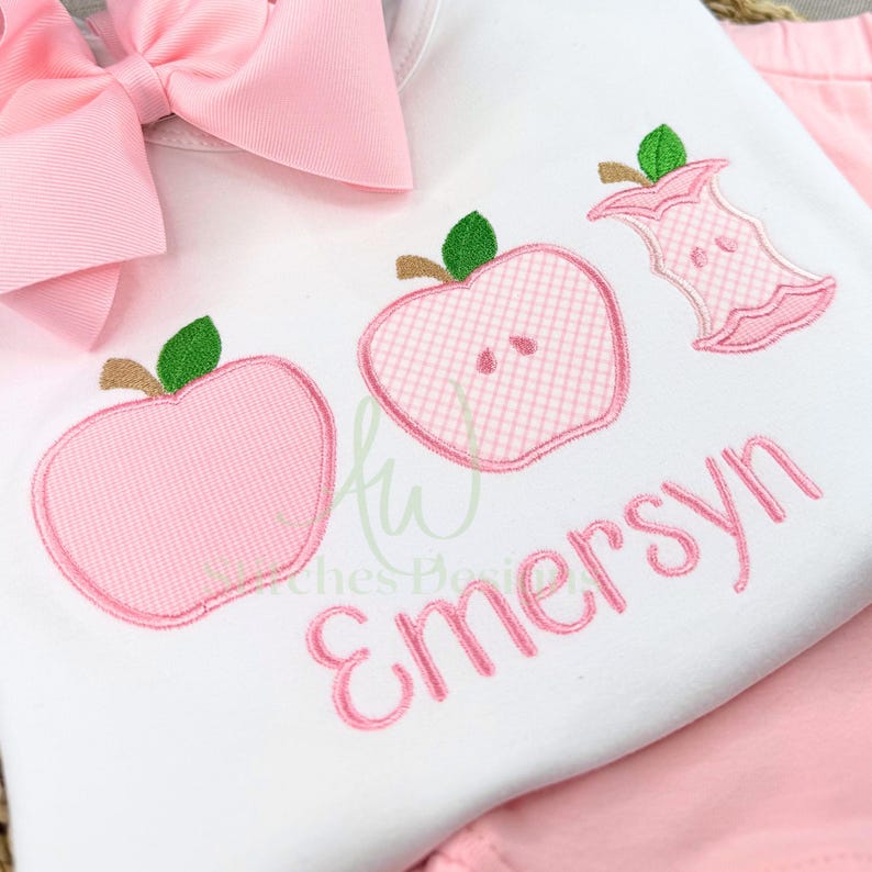 Apple Trio Satin Stitch, Back to School Satin Stitch, First Day of ...