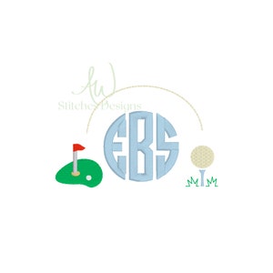 Golf Monogram Frame Satin Fill Stitch Machine Embroidery Design File - Etsy