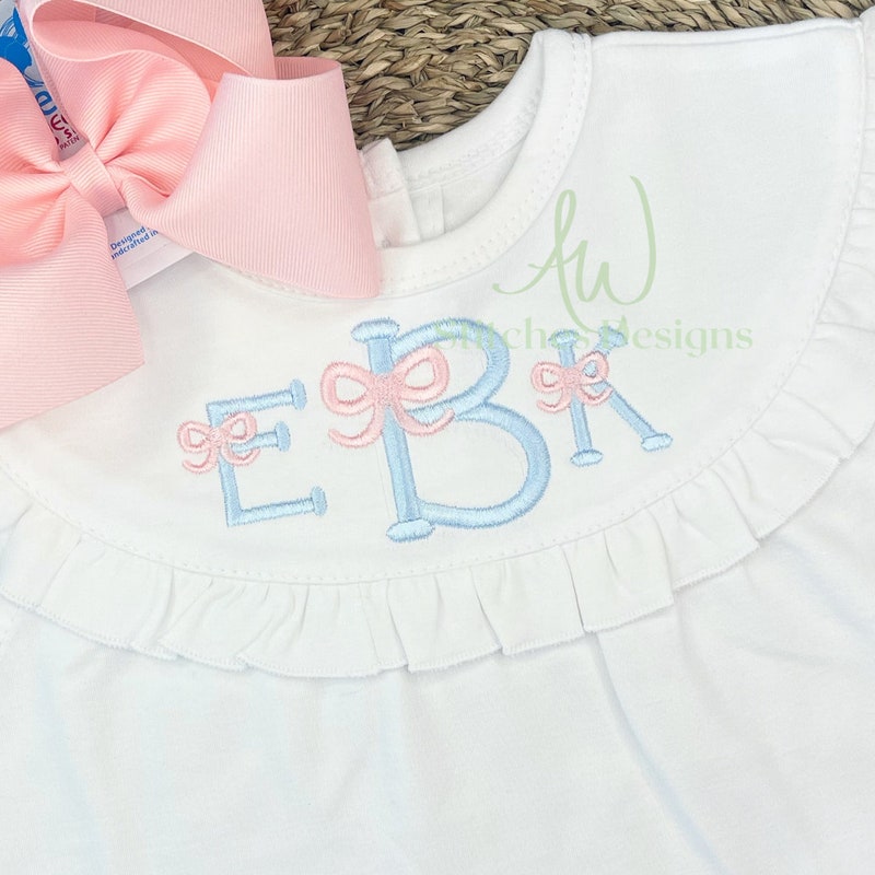Embroidery Letters Bow - Etsy