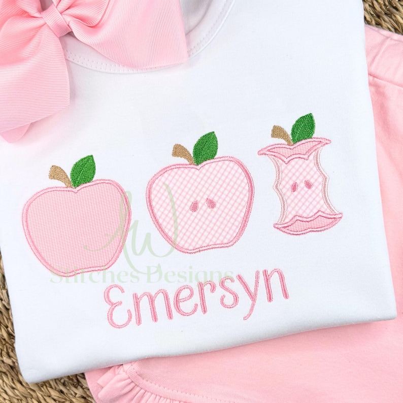 Apple Trio Satin Stitch, Back to School Satin Stitch, First Day of ...