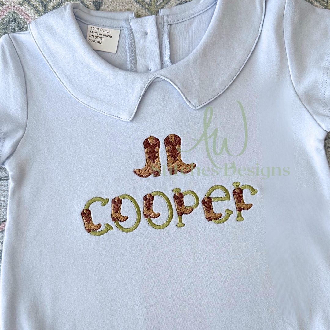 Cowboy Kicks Satin Stitch Font for Machine Embroidery Design File 1"- 2 ...