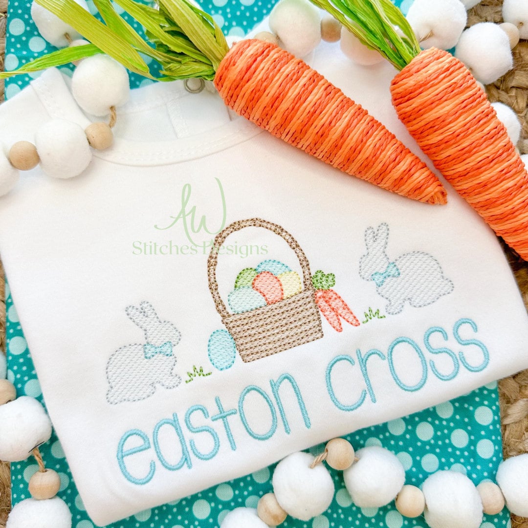 Easter Bunny Rabbit Trio Sketch Light Fill Stitch Machine Embroidery ...