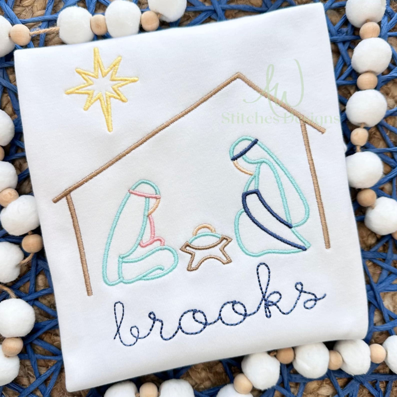 Nativity Christmas Manger Satin Stitch Machine Embroidery Design File ...