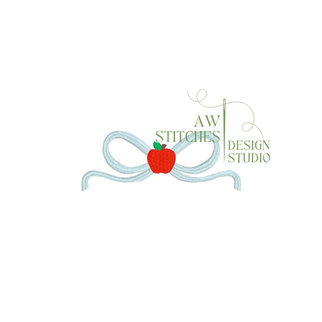 Apple Bow Mini Fill Stitch Vintage Style Machine Embroidery Design 2 ...