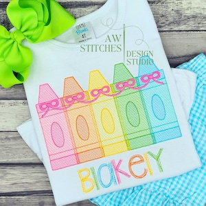 Crayon Back to School First Day Row of Crayons Trio Crayon With Bow ...