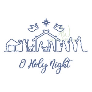 Nativity Scene Silent Night Oh Holy Night Baby Jesus Christmas Satin ...