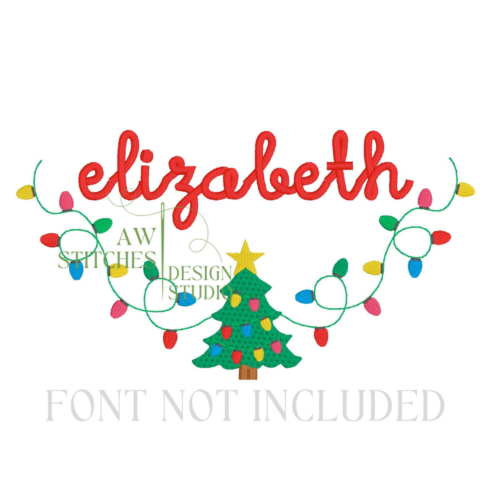 Christmas Tree Christmas Lights Monogram Frame Machine - Etsy