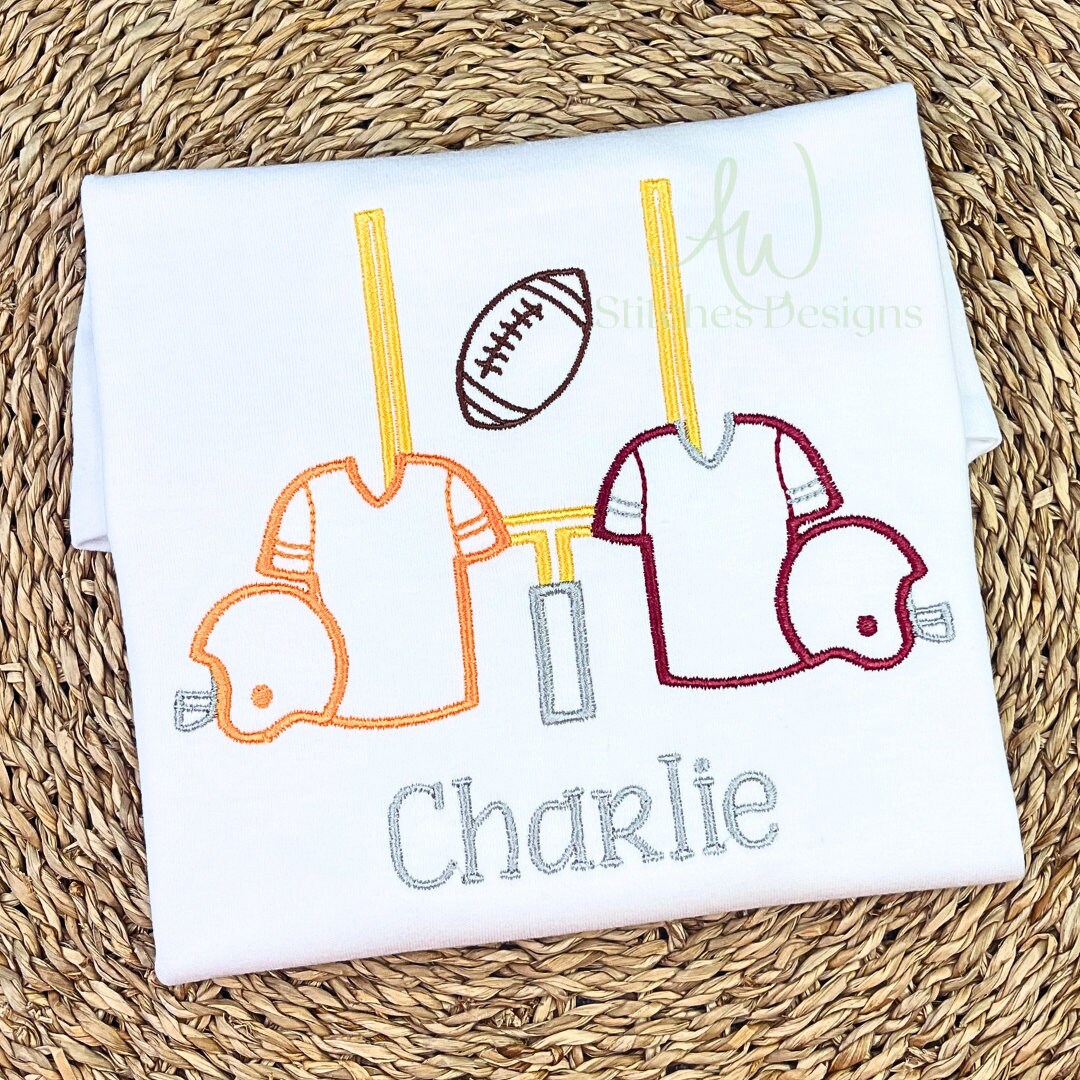 Football Game Day House Divided Satin Stitch Outline Machine Embroidery ...