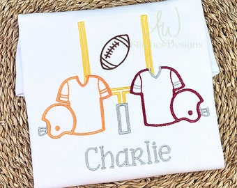 House Divided Two Helmets and Football Sketch Stitch Machine Embroidery ...