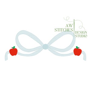 Back to School First Day of School Apple Bow Vintage Stitch Sketch ...