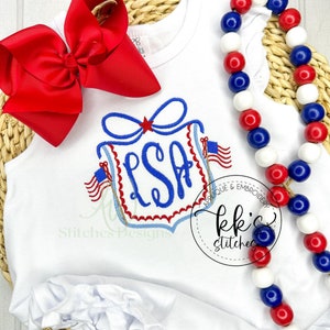 Patriotic Flag Bow Crest Monogram Frame Embroidery Design File - Etsy