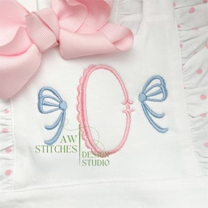 Side Monogram Heirloom Bow Mini Fill Stitch Machine Embroidery Mini ...