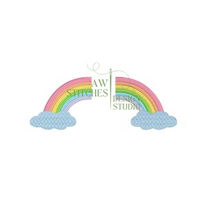 Rainbow With Clouds Colorful Rainbow Side Monogram Mini Fill Stitch ...