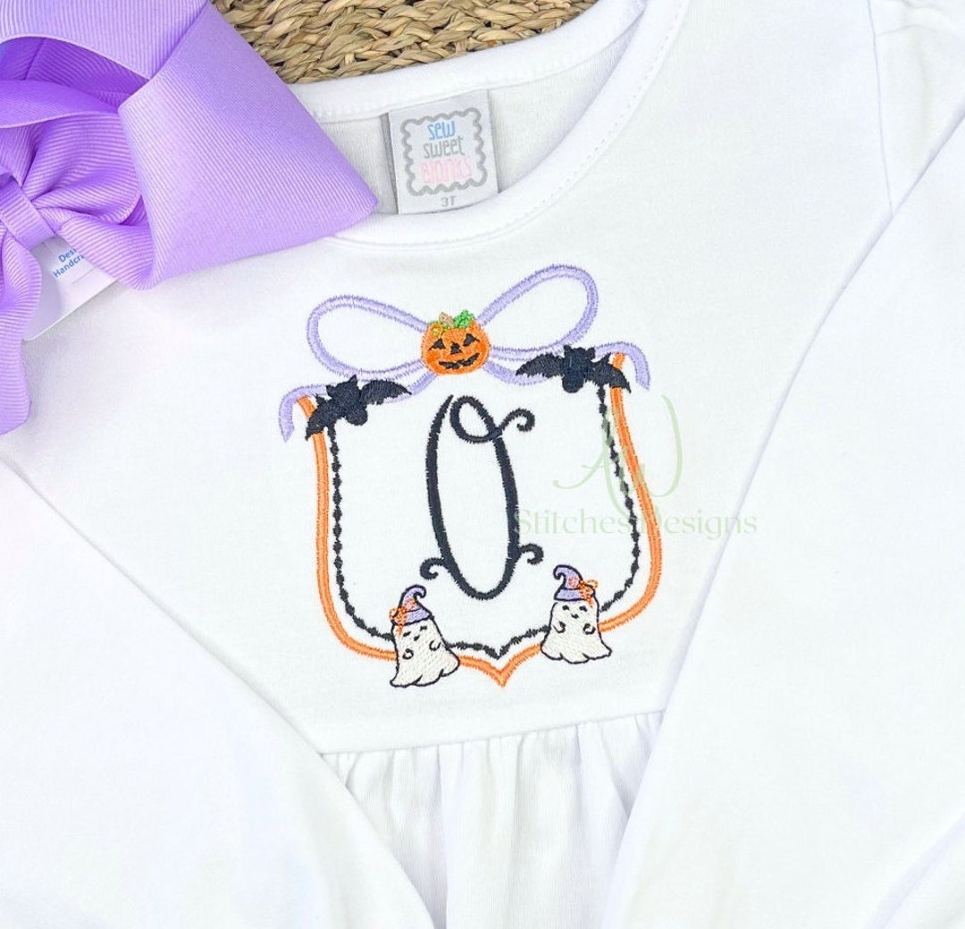 Halloween Bow Pumpkin Crest Machine Embroidery Design File - Etsy
