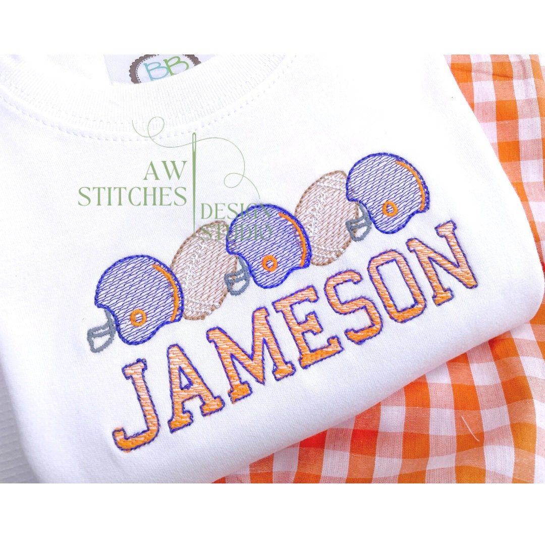 Football Trio Football Helmet Game Day Team Colors Vintage Stitch ...