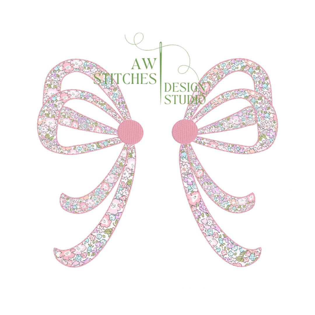 Side Monogram Heirloom Bow Bean Stitch Applique Machine - Etsy