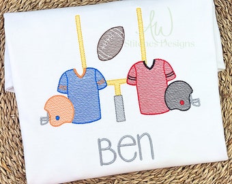 House Divided Two Helmets and Football Sketch Stitch Machine Embroidery ...