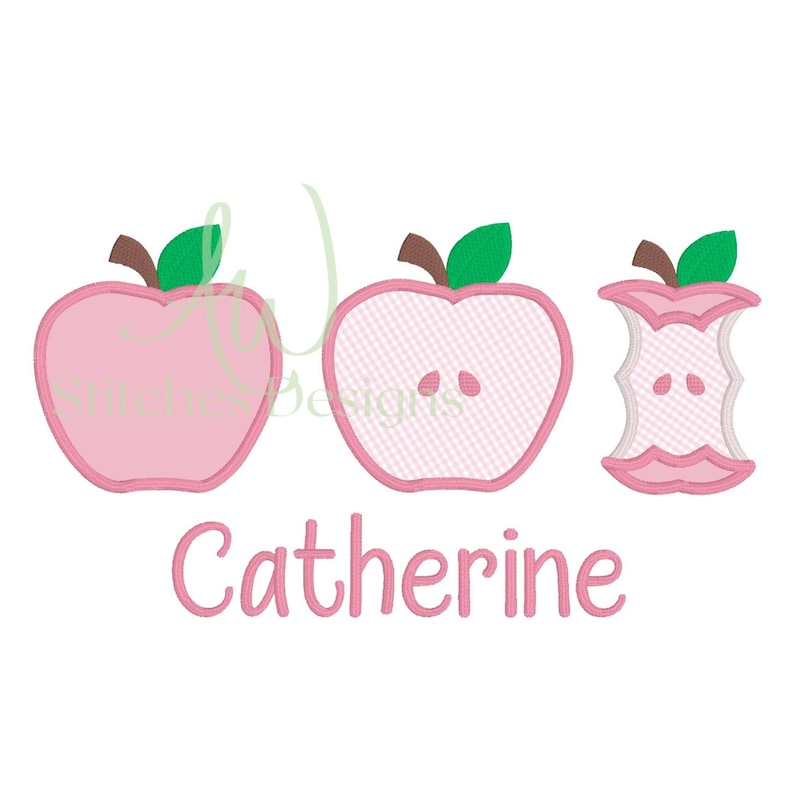 Apple Trio Satin Stitch, Back to School Satin Stitch, First Day of ...