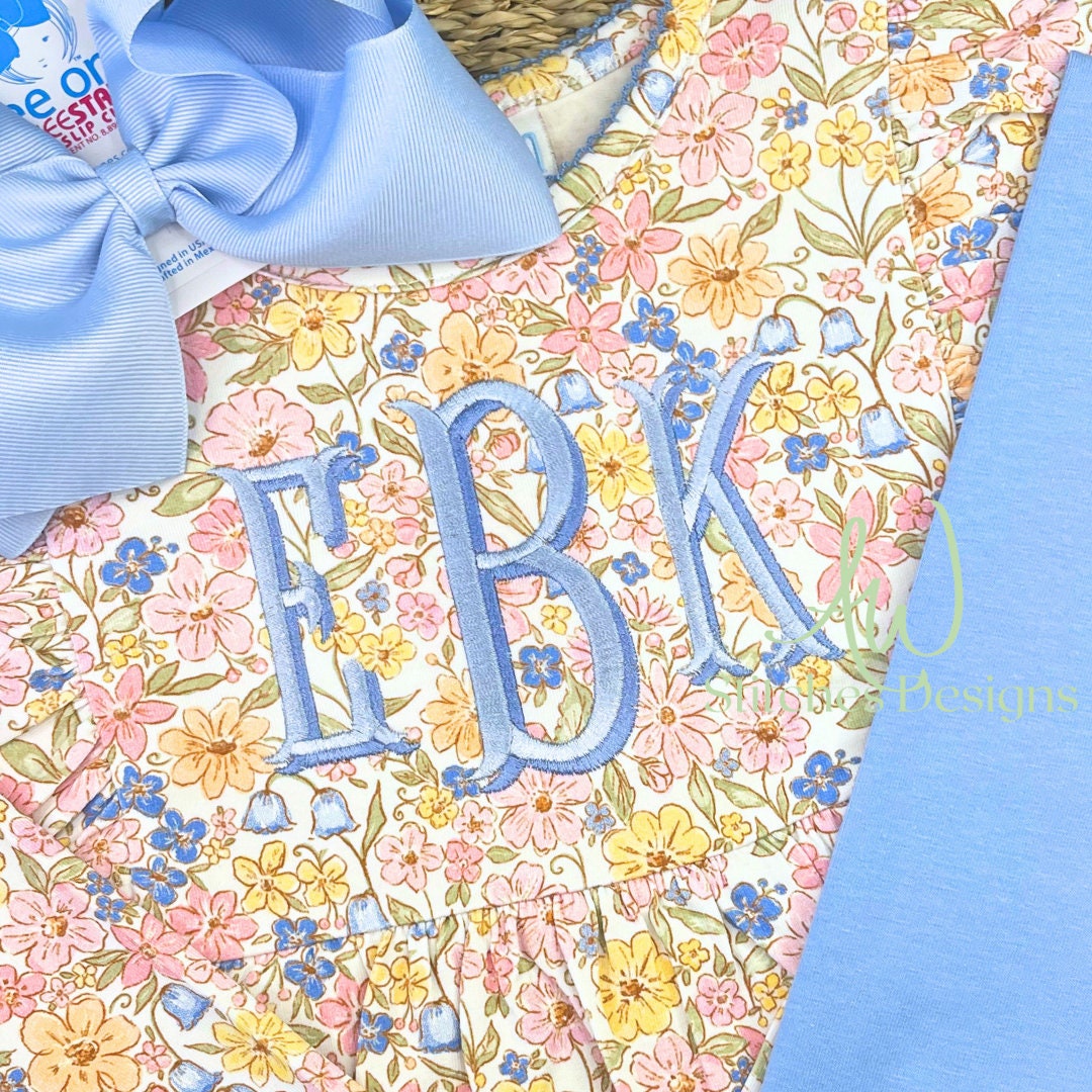 Shadow Fishtail Monogram Satin Stitch Font for Machine Embroidery ...