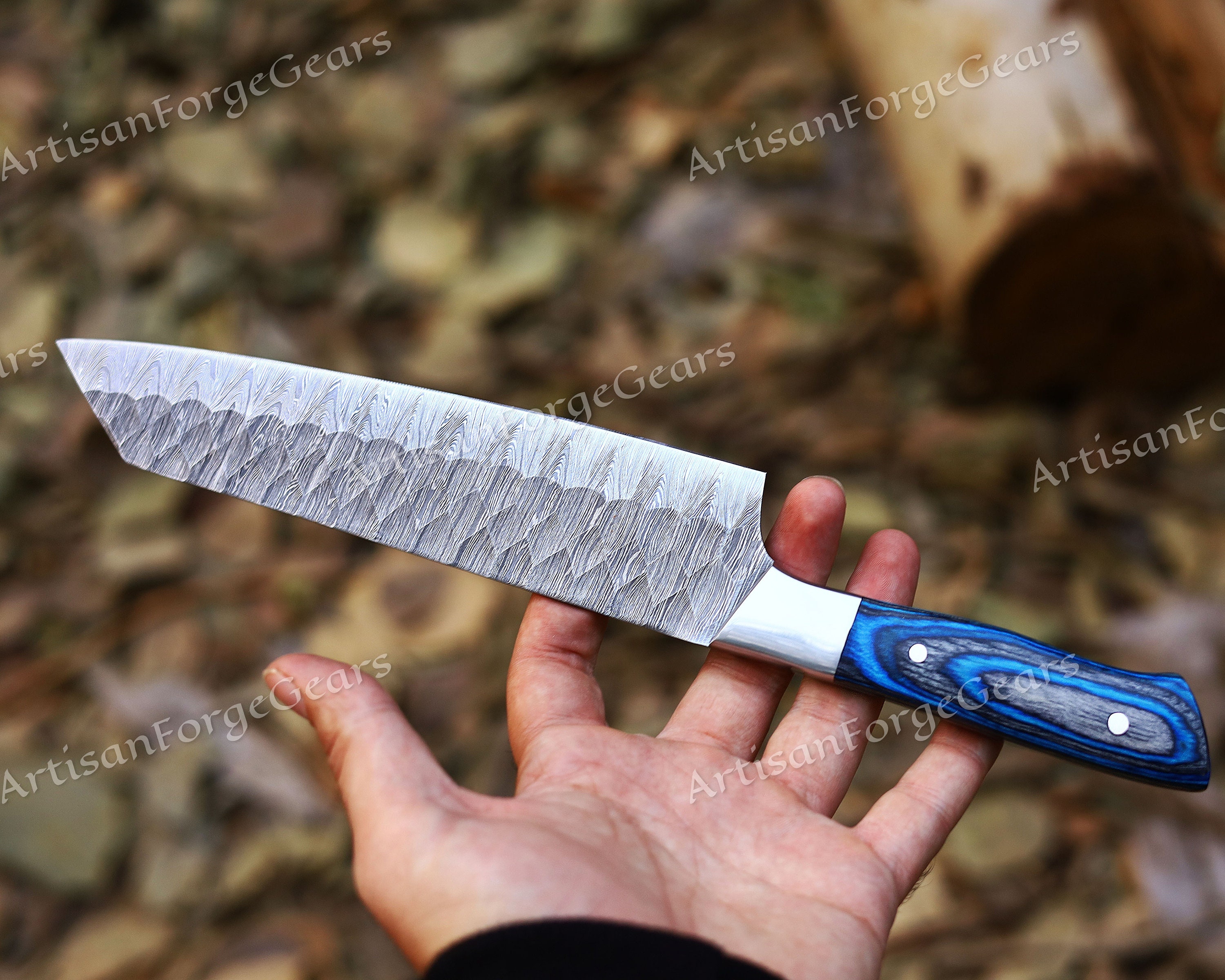 Handmade Japanese Bunka Shape Damascus Steel Chef Knife, Forged Chef ...