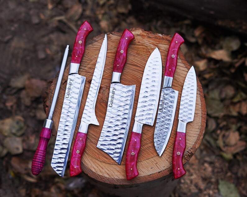 Custom Kitchen Knife Gift Set | Hand Forged D2 Damascus Steel Chef ...