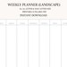 Printable One Page Weekly Planner Landscape, A4/a5/letter/half Letter ...
