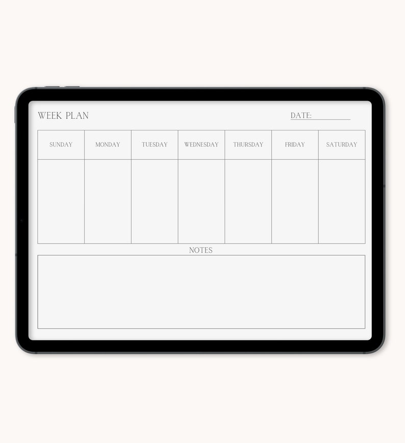 Printable One Page Weekly Planner Landscape, A4/a5/letter/half Letter ...