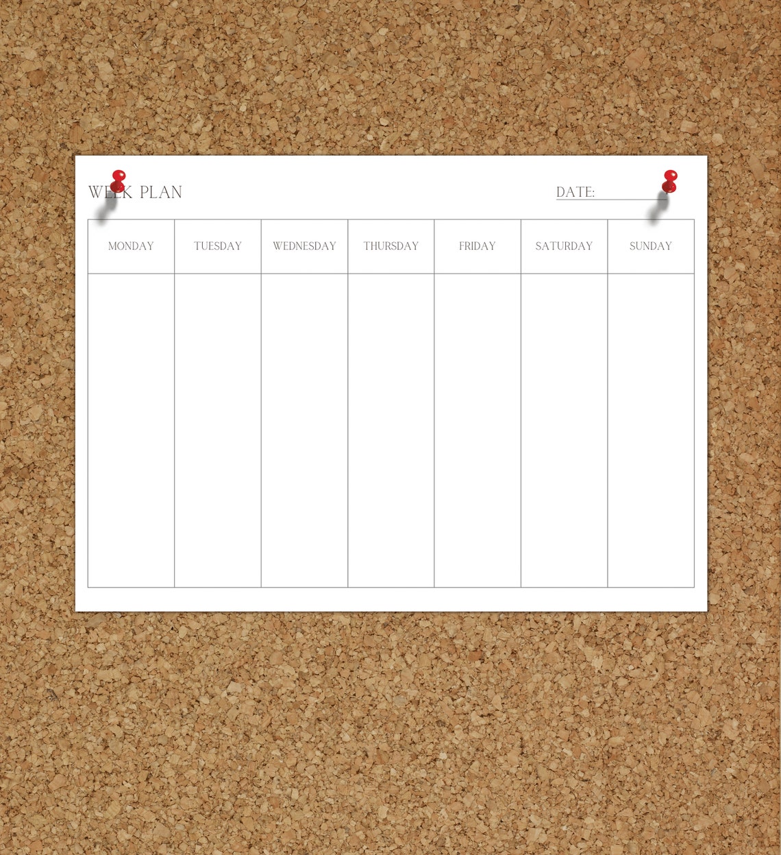 Printable One Page Weekly Planner Landscape, A4/a5/letter/half Letter ...