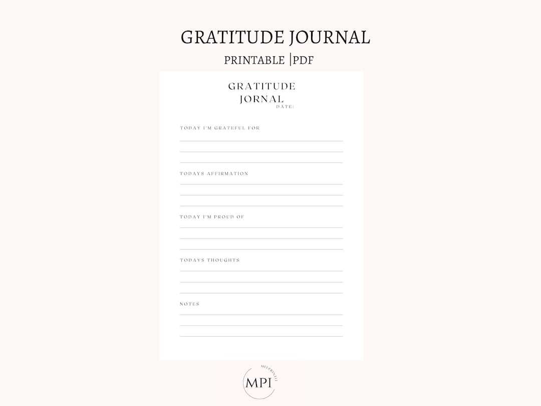 DAILY GRATITUDE JOURNAL Page Printable Journal Daily - Etsy
