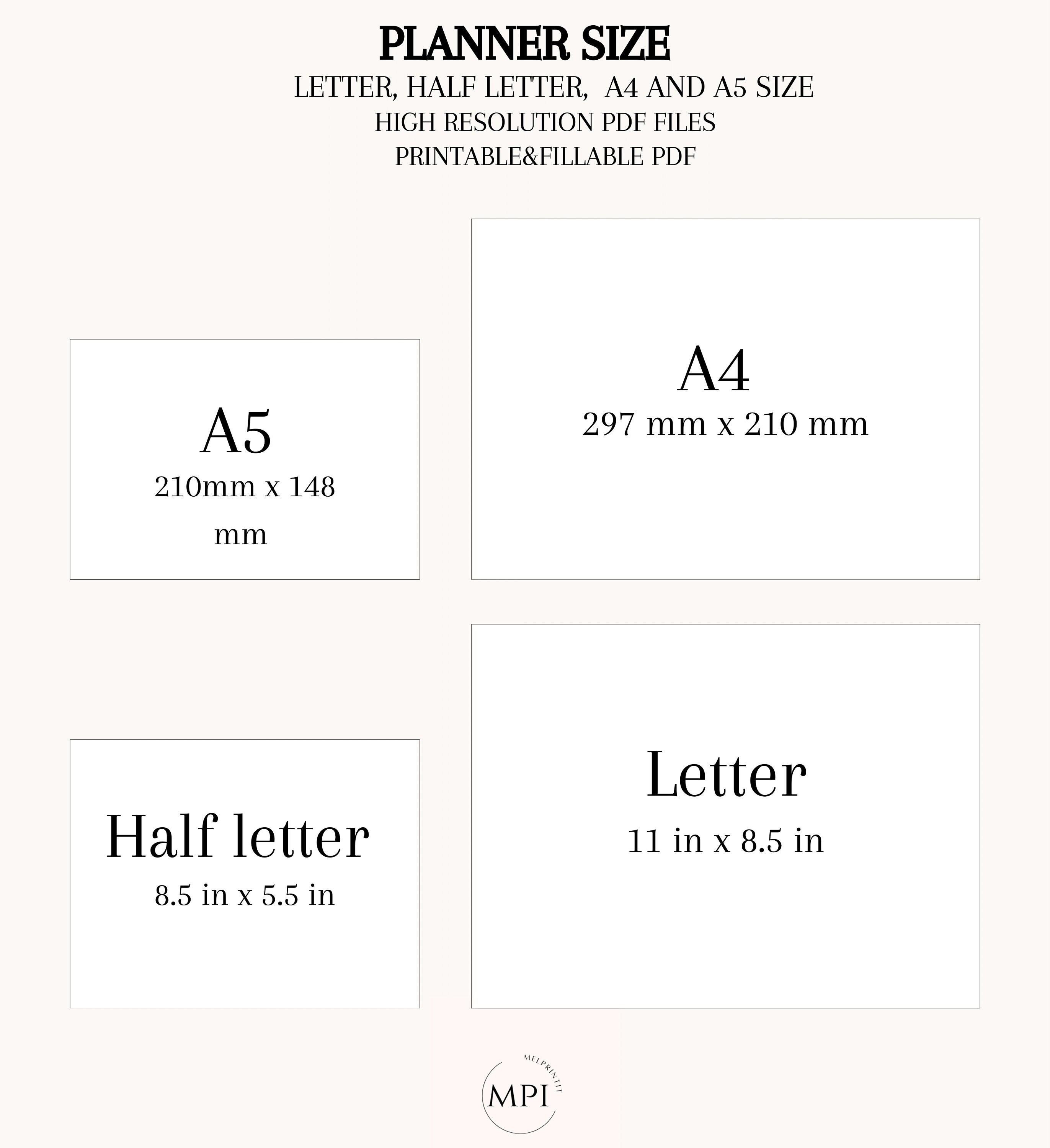 Printable One Page Weekly Planner Landscape, A4/a5/letter/half Letter ...