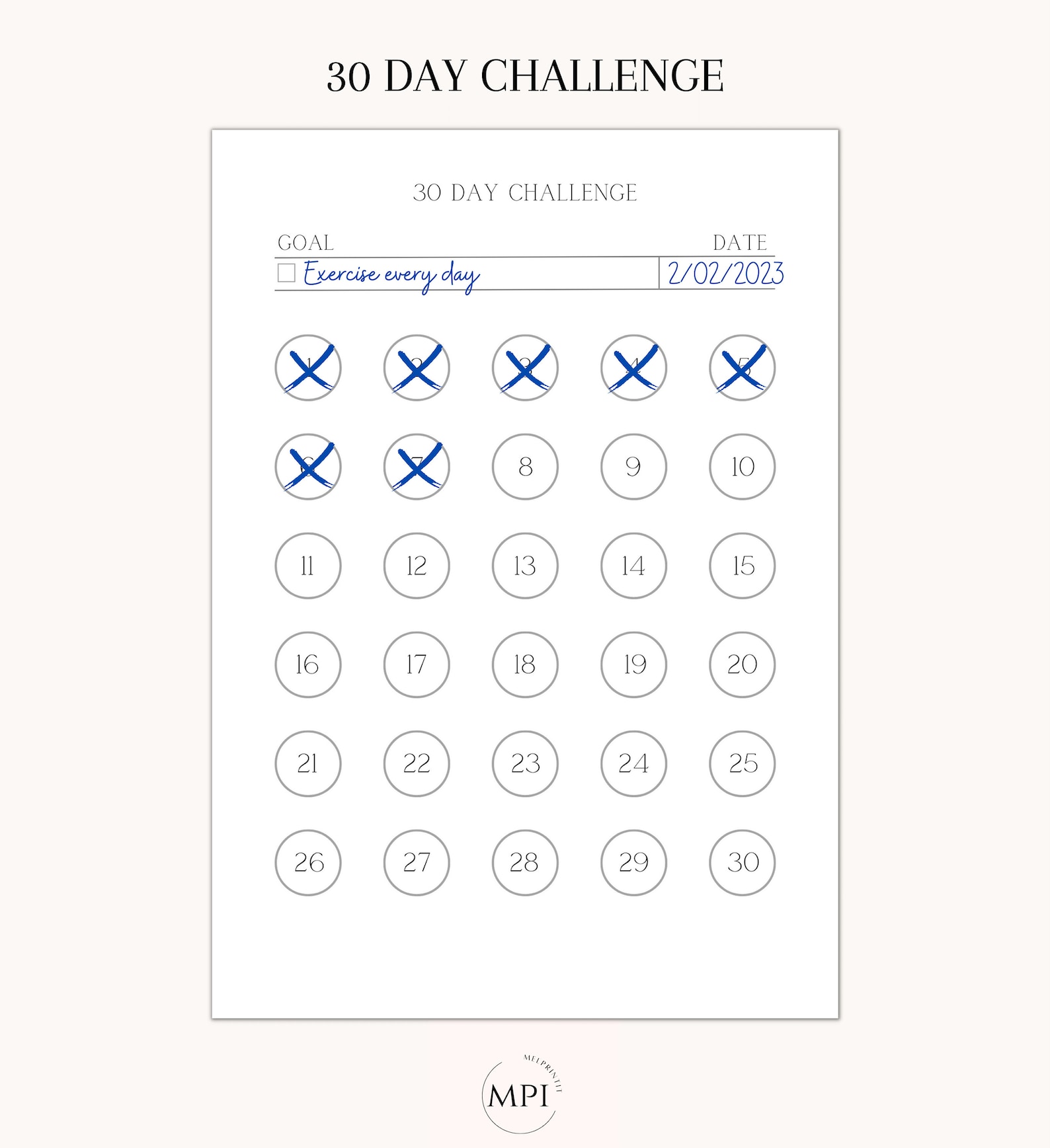 Printable 30 Day Challenge, Goal Setting, Goal Progress Tracker, Habit ...