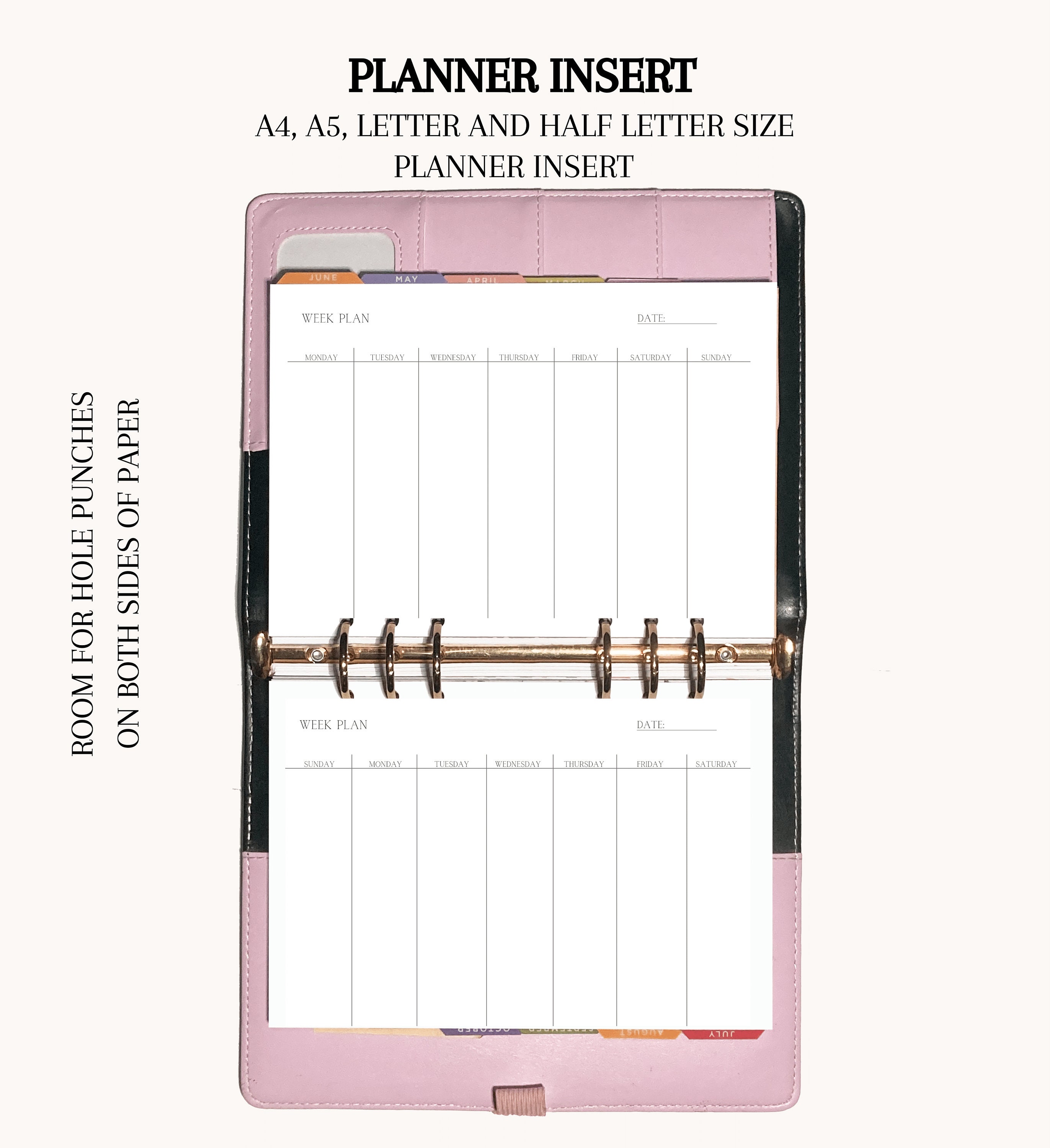 Printable One Page Weekly Planner Landscape, A4/a5/letter/half Letter ...