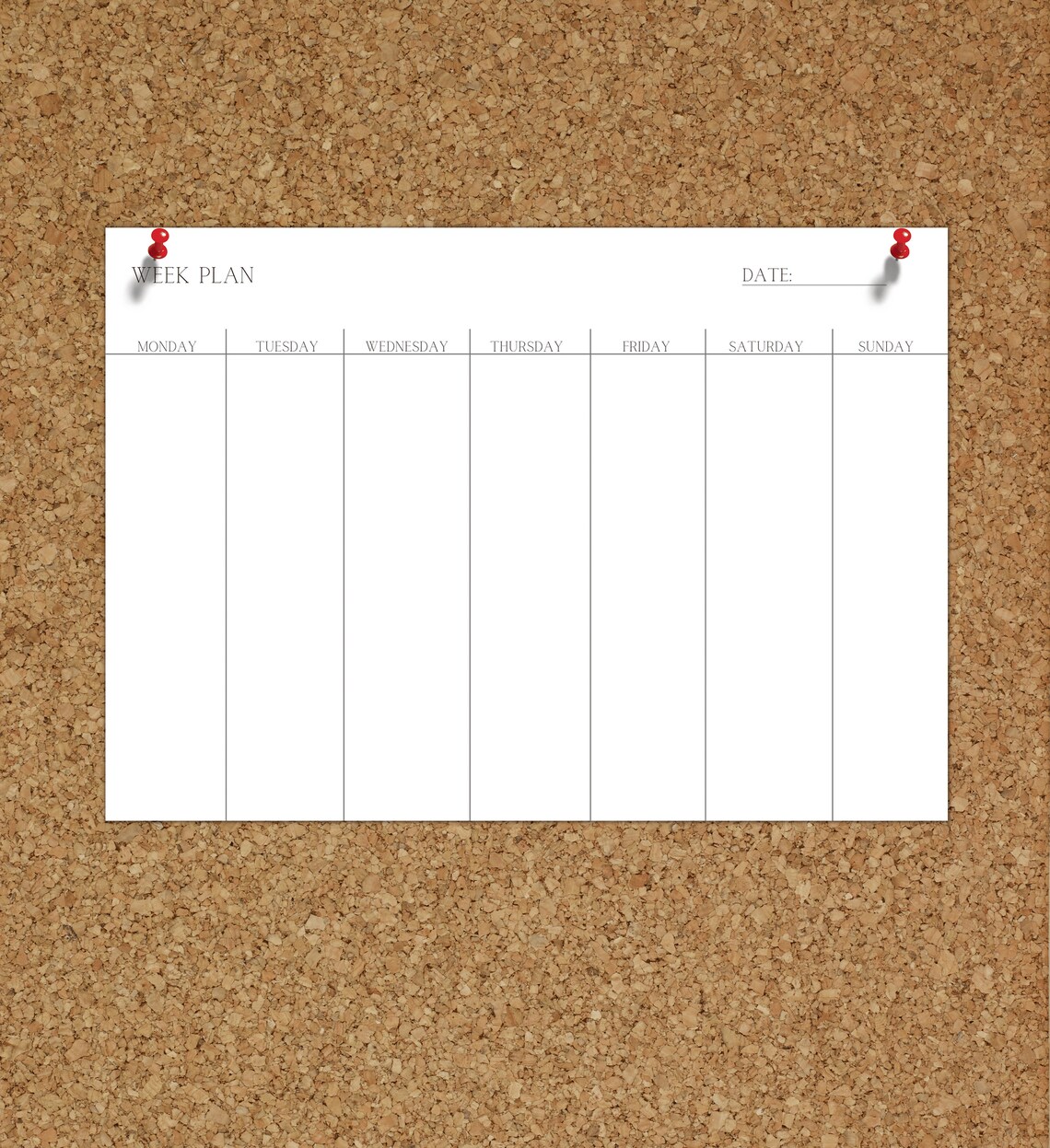 Printable One Page Weekly Planner Landscape, A4/a5/letter/half Letter ...