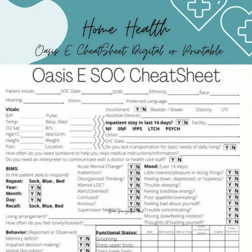 Oasis E Cheatsheet OASIS Home Health Nurse Template - Etsy
