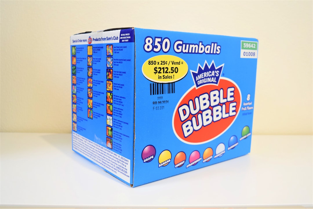 Dubble Bubble Fresh Gumballs Box 1 Inch 850 Ct. 16 LBS Bulk Vending ...